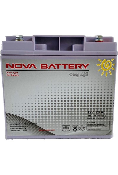 Nova Akü 12V 20 Ah Amper Solar Jel Akü Nova Akü 12V 20 Ah Amper Solar Jel Akü