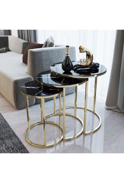 Kasger Siyah Mermer Desenli Temperli Cam Zigon Sehpa Kasger Siyah Mermer Desenli Temperli Cam Zigon Sehpa