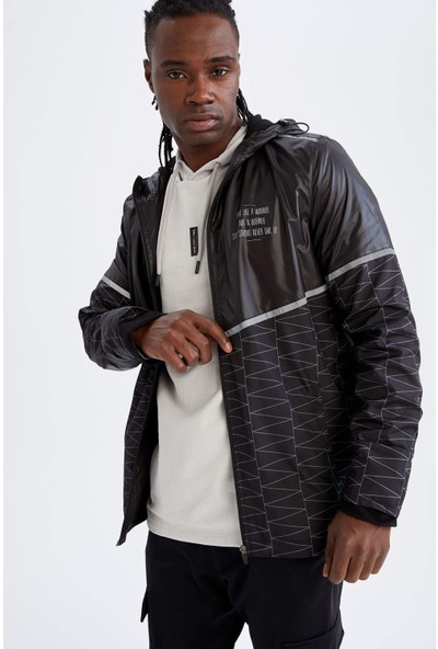 DeFacto Slim Fit Kapüşonlu Su İtici İnce Mont U8631AZ21AU