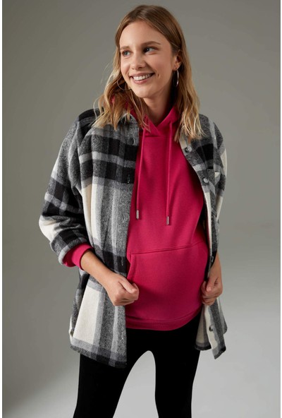 DeFacto Ekoseli Düğmeli Hamile Gömlek W7873AZ21WN