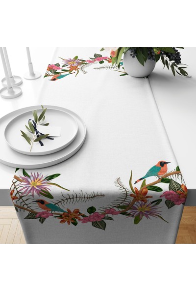 Ay Yıldız Dijital Şık ve Dekoratif Dijital Baskılı Runner Masa Örtüsü