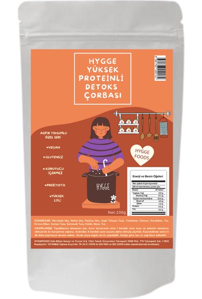Hygge Foods Yüksek Proteinli Detoks Çorbası - Vegan Glutensiz Prebiyotik Yüksek Lifli 100 gr