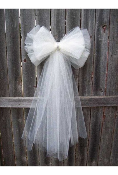 Ecrin Tuhafiye Hobi Çok Amaçlı Beyaz Tül Fiyonk & Bohça Süsü