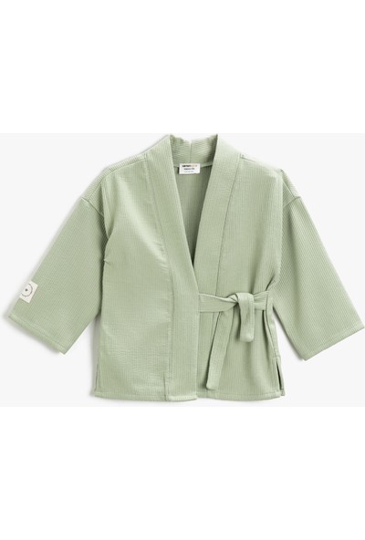 Koton Dokulu Beli Bağlamalı Kaban Kruvaze Yaka