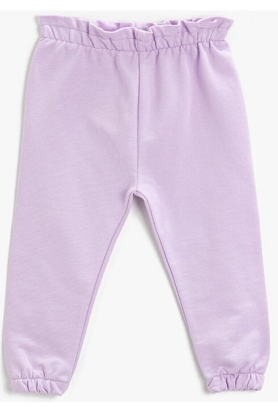 Koton Beli Fırfırlı Jogger Eşofman Altı Pamuklu