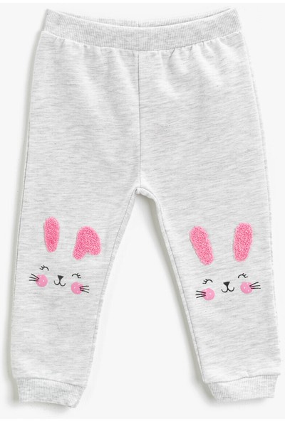 Koton Kız Bebek Tavşan Baskılı Jogger Eşofman Altı