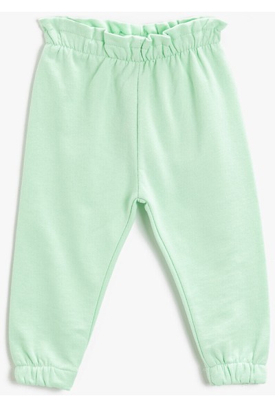 Koton Beli Fırfırlı Jogger Eşofman Altı Pamuklu