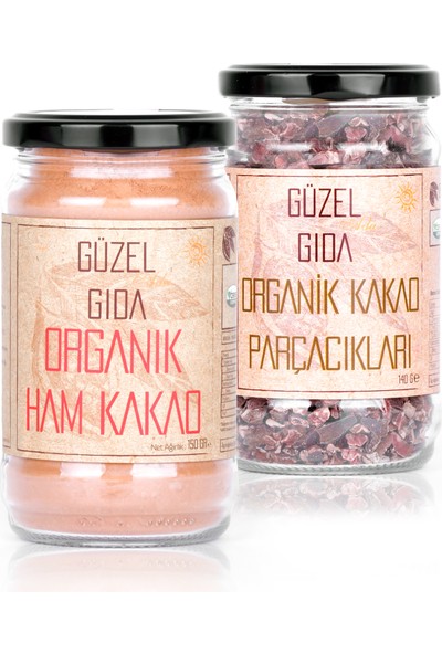Güzel Ada Gıda Ham Kakao Tozu 150 gr + Ham Kakao Parçacıkları 140 gr