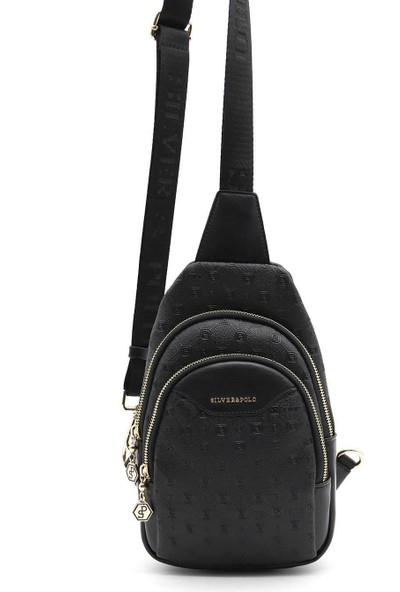 Silver Polo Kadın Bel Çantası 959-38566 Silver Polo Freebag M46 Siyah-Mat Siyah