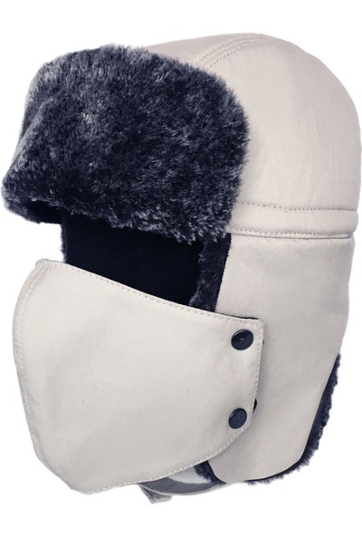 Shark Anatolia Çıkarılabilir Maskeli Pilot Kürklü Şapka Açık Krem Shark Anatolia Çıkarılabilir Maskeli Pilot Kürklü Şapka Açık Krem