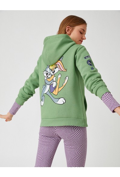 Koton Warner Bros Lisanlı Kapüşonlu Baskılı Sweatshirt