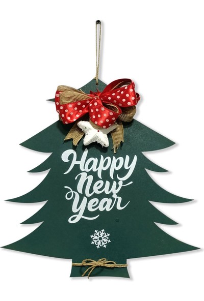Deco Elit Yılbaşı Ahşap Çam Ağacı Temalı Happy New Year Kapı Süsü Dekoratif Yeşil Deco Elit Yılbaşı Ahşap Çam Ağacı Temalı Happy New Year Kapı Süsü Dekoratif Yeşil