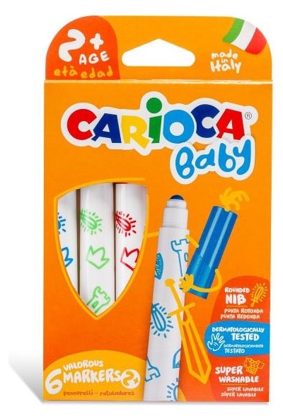 Carioca Jumbo Bebek Süper Yıkanabilir Keçeli Boya Kalemi 6lı Carioca Jumbo Bebek Süper Yıkanabilir Keçeli Boya Kalemi 6lı