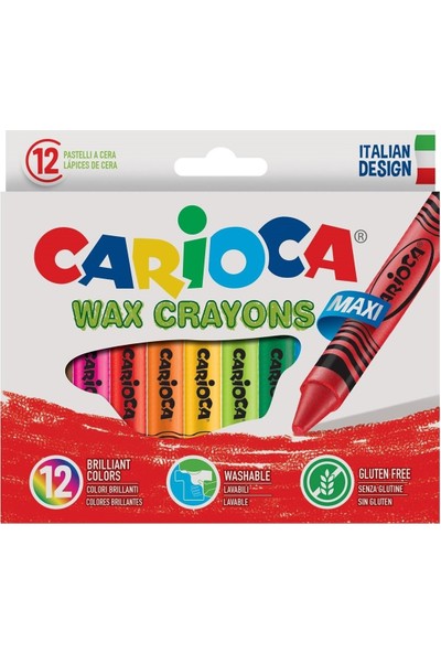 Carioca Wax Maxi Yıkanabilir Pastel Boya Kalemi 12LI
