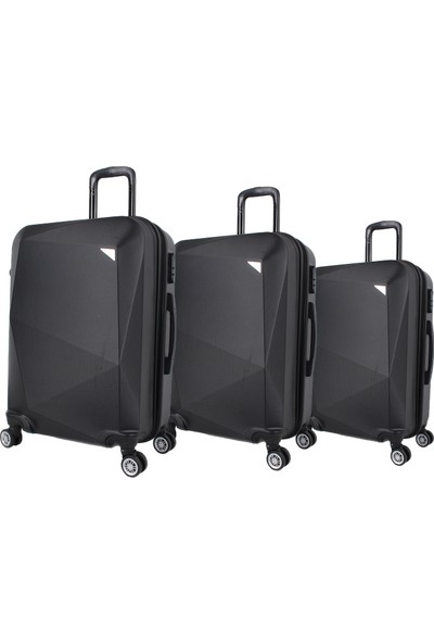 Bagacar 2022 Siyah Aplus Dayanıklı Abs Valiz Seti