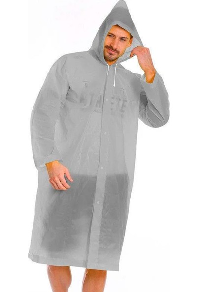 By Marine Kadın Erkek Yağmurluk Kapüşonlu Çıtçıtlı Eva Gri Yağmurluk BYMMRC881R05