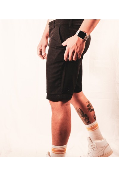 Eliesarelite Siyah Slim Fit Erkek Şort