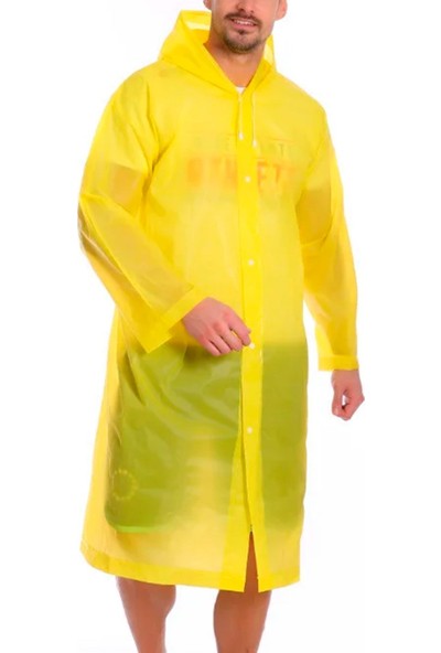 By Marine Kadın Erkek Yağmurluk Kapüşonlu Çıtçıtlı Eva Sarı Yağmurluk BYMMRC881R01