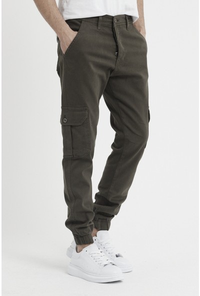 Damga Erkek Paçasi Lastikli Kargo Cep Pantolon Haki Damga Erkek Paçasi Lastikli Kargo Cep Pantolon Haki