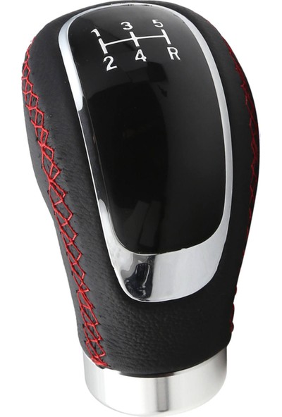 Sharplace Siyah / Krom Alaşım Kırmızı Dikiş Topuzu 5 Hız Dişli Değiştirici Kolu + Adaptörü Siyah + Kırmızı (Yurt Dışından)