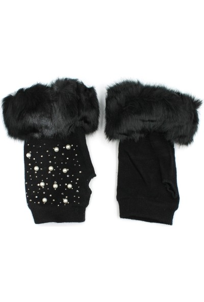Cappello Siyah Tüylü Taşlı Parmaksız Kadın Eldiven MWG100778R002 Cappello Siyah Tüylü Taşlı Parmaksız Kadın Eldiven MWG100778R002
