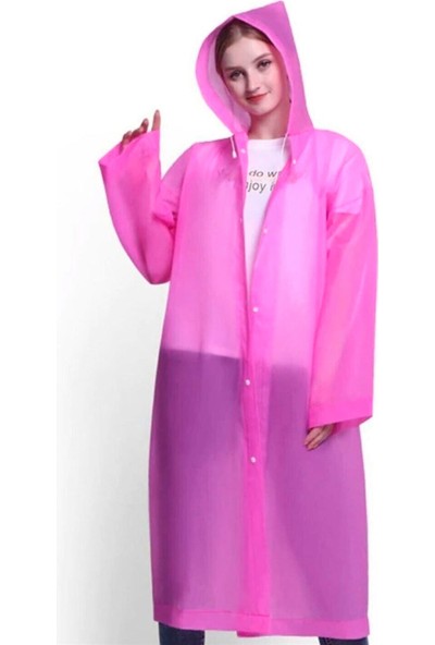 Marlux Kadın Erkek Yağmurluk Kapüşonlu Çıtçıtlı Eva Pembe Yağmurluk