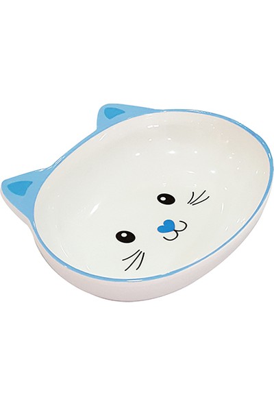 Pet Loves Melamin Mama Kabı Kedi Suratı Şeklinde Mavi 300 ml