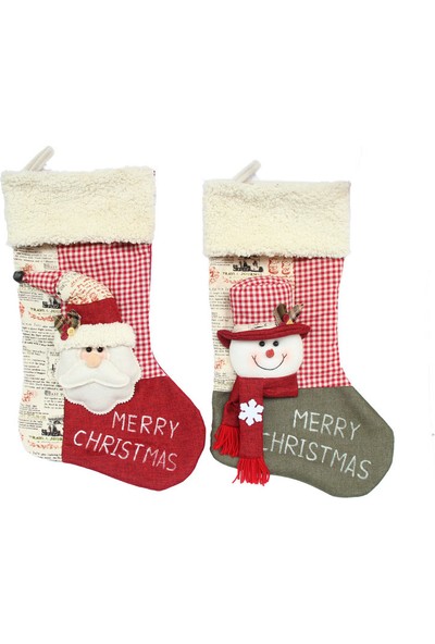 Insma Noel Dekorasyon Çorabı Noel Baba Kardan Adam Çorap Şeker Çanta (Yurt Dışından)