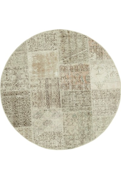 Fourtypatch Bej 150X150 cm Patchwork Yün-Pamuk El Dokuma Alan Halısı
