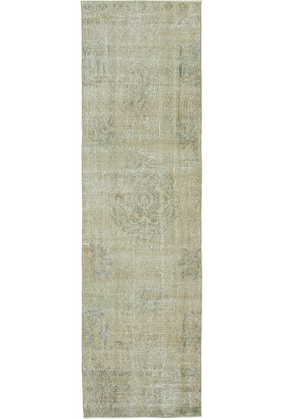 Bespoky Overdyed Bej 80X285 cm Nostaljik Boyalı Yün-Pamuk El Dokuma Alan Halısı