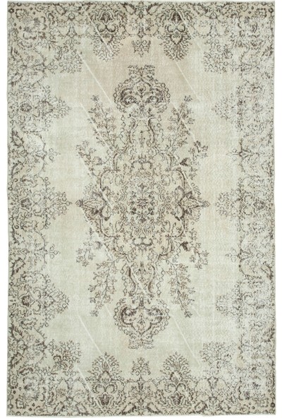 Bespoky Vintage Bej 200X305 cm Geleneksel Oryantal Yün-Pamuk El Dokuma Alan Halısı