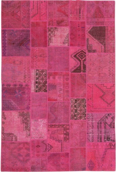 Bespoky Fourtypatch Pembe 206X305 cm Patchwork Yün-Pamuk El Dokuma Alan Halısı Bespoky Fourtypatch Pembe 206X305 cm Patchwork Yün-Pamuk El Dokuma Alan Halısı