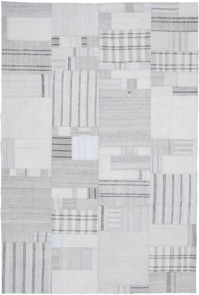 Bespoky Bhez Bej 206X305 cm Patchwork Yün-Pamuk El Dokuma Kilim Alan Halısı