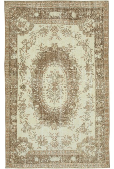 Bespoky Vintage Bej 175X276 cm Geleneksel Oryantal Yün-Pamuk El Dokuma Alan Halısı