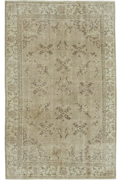 Bespoky Vintage Bej 156X255 cm Geleneksel Oryantal Yün-Pamuk El Dokuma Alan Halısı