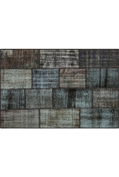 Bespoky Fourtypatch Gri 120X181 cm Patchwork Yün Pamuk El Dokuma Alan Halısı