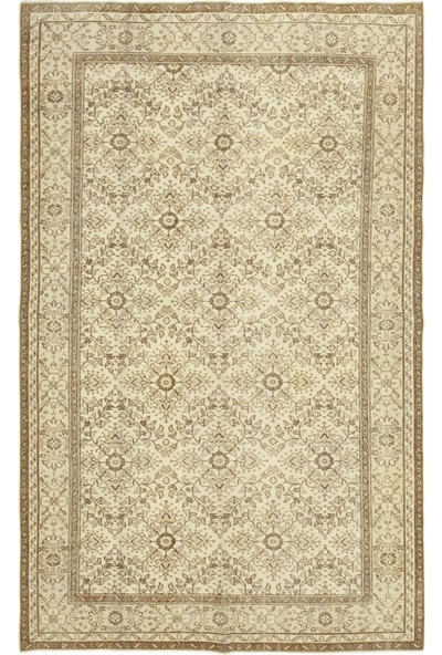 Bespoky Vintage Bej 173X284 cm Geleneksel Oryantal Yün-Pamuk El Dokuma Alan Halısı