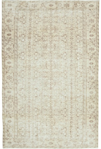 Bespoky Vintage Bej 174X275 cm Geleneksel Oryantal Yün-Pamuk El Dokuma Alan Halısı