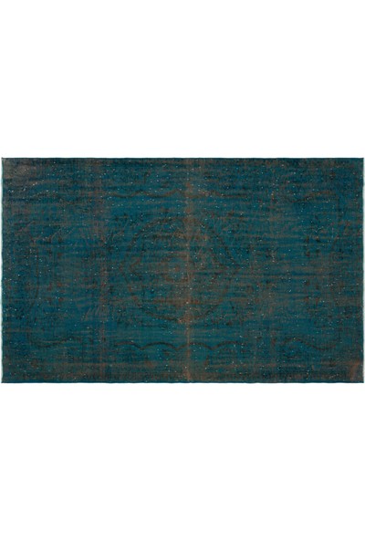 Bespoky Vintage Turkuaz 185X300 cm Geleneksel Oryantal Yün Pamuk El Dokuma Alan Halısı