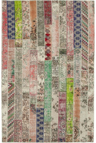 Bespoky Fourtypatch Kırmızı 200X305 cm Patchwork Yün-Pamuk El Dokuma Alan Halısı