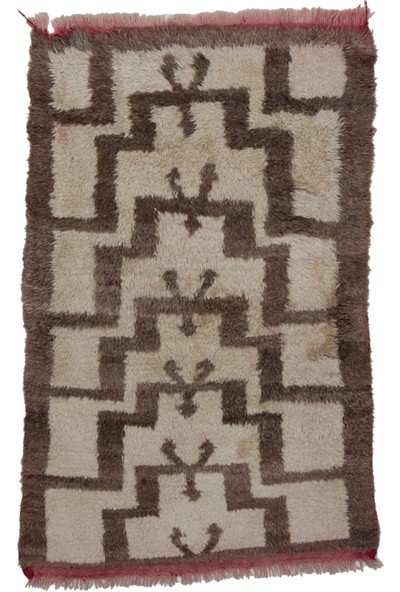 Bespoky Tulu Bej 100X160 cm Göçebe Yün-Pamuk El Dokuma Alan Halısı