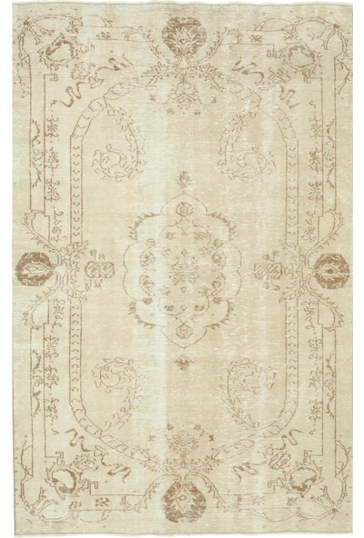 Bespoky Vintage Bej 177X280 cm Geleneksel Oryantal Yün-Pamuk El Dokuma Alan Halısı