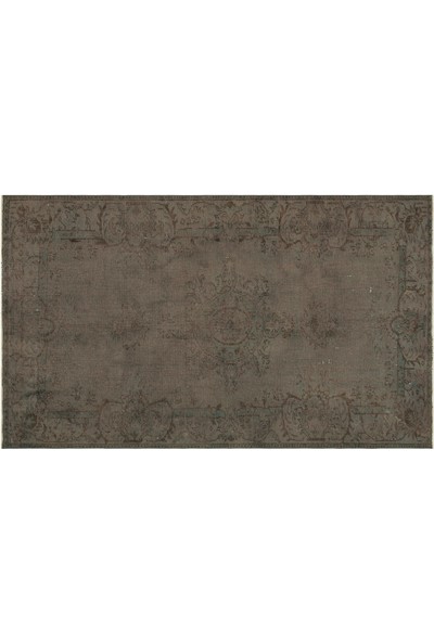 Bespoky Vintage Gri 167X281 cm Göbekli Yün Pamuk El Dokuma Alan Halısı