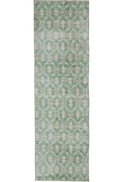 Bespoky Overdyed Yeşil 90X300 cm Nostaljik Boyalı Yün-Pamuk El Dokuma Alan Halısı