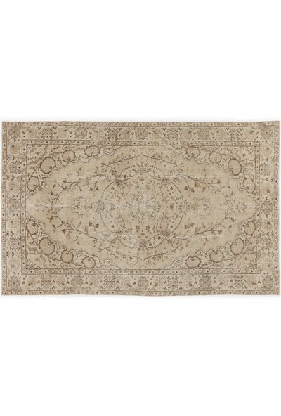Bespoky Vintage Bej 159X257 cm Göbekli Yün Pamuk El Dokuma Alan Halısı