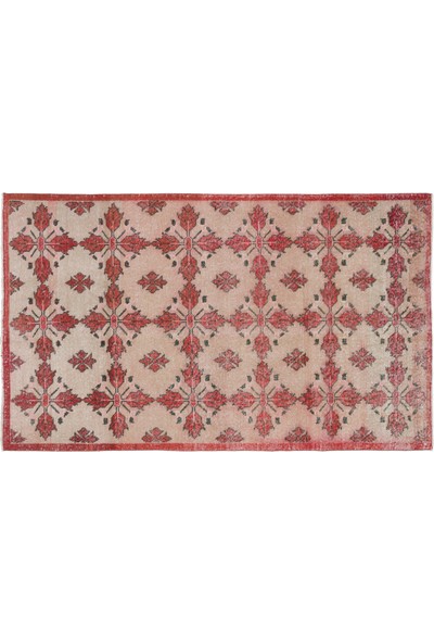 Bespoky Anatolium Kırmızı Krem 133X224 cm Çiçekli Yün Pamuk El Dokuma Alan Halısı