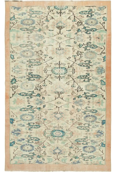 Bespoky Vintage Bej 153X262 cm Geleneksel Oryantal Yün-Pamuk El Dokuma Alan Halısı