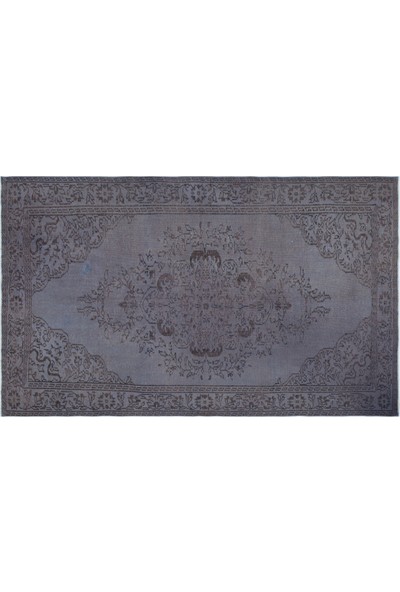 Bespoky Vintage Gri 165X268 cm Göbekli Yün Pamuk El Dokuma Alan Halısı