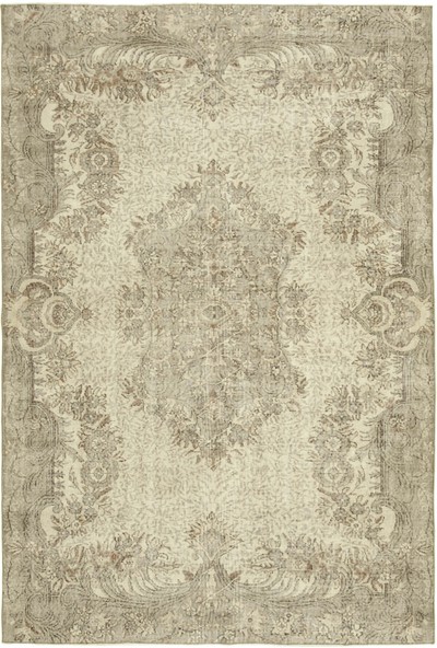 Bespoky Vintage Bej 198X290 cm Geleneksel Oryantal Yün-Pamuk El Dokuma Alan Halısı