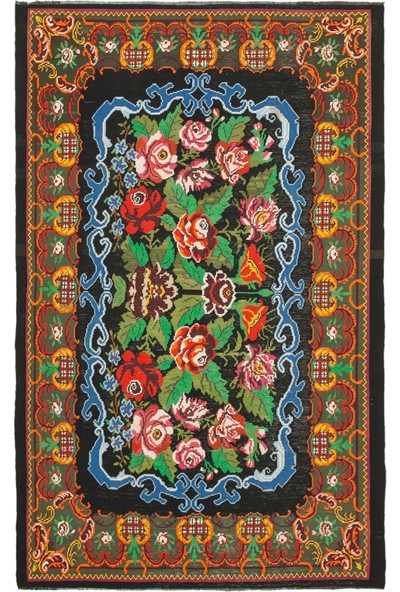 Bespoky Moldovian Siyah 200X309 cm Göçebe Yün-Pamuk El Dokuma Kilim Alan Halısı Bespoky Moldovian Siyah 200X309 cm Göçebe Yün-Pamuk El Dokuma Kilim Alan Halısı